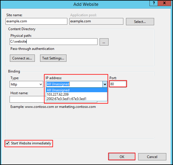 How to Add Website in IIS - Diadem Technologies : Support Knowledgebase